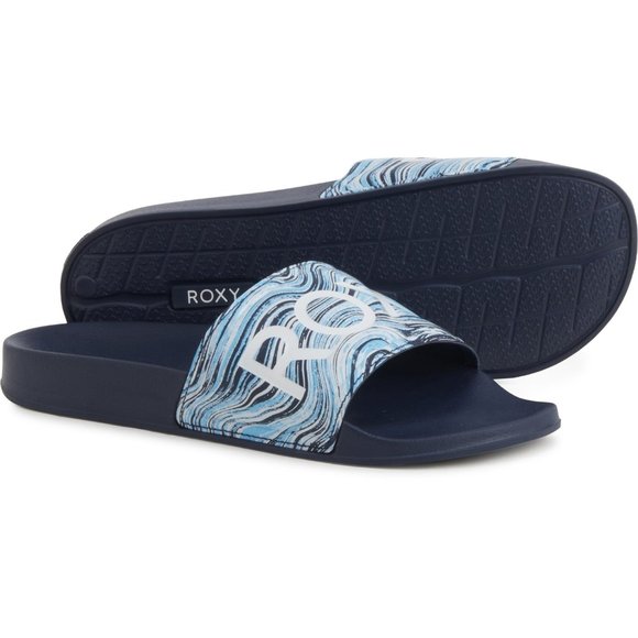 Roxy | Shoes | Roxy Slippy Ro Slide Sandals Surf Womens Blue Navy New ...